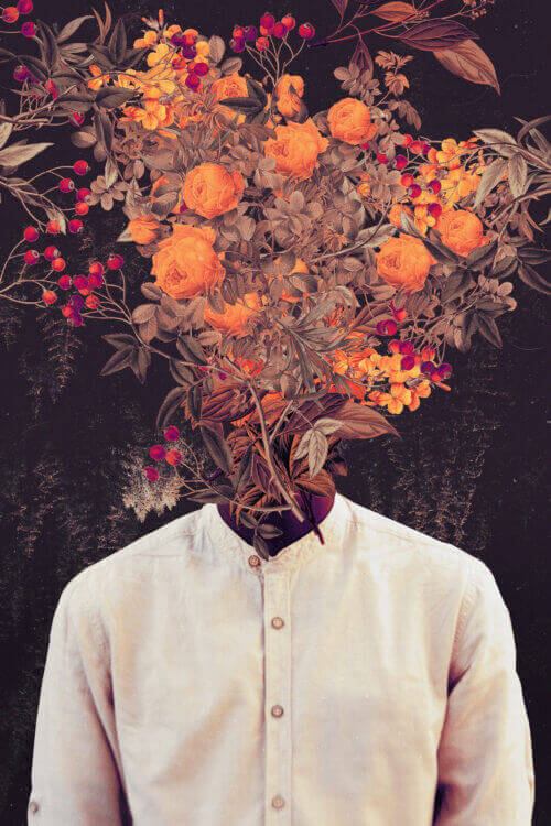 Red Dress Flower Head Art - BIG Wall Décor