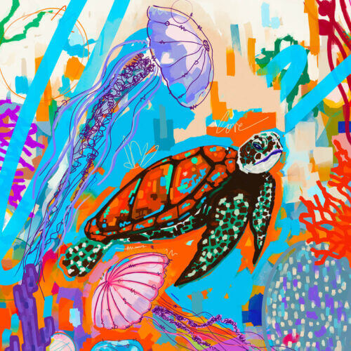 Sea Turtle Pop Art - BIG Wall Décor