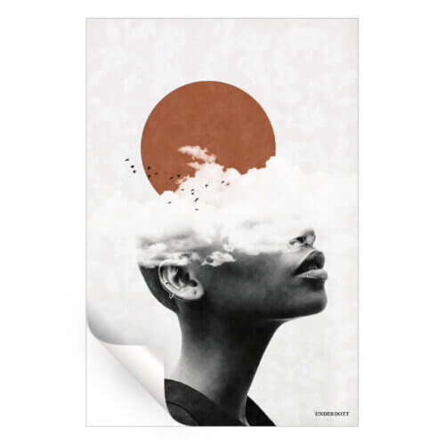 Abstract Woman Head in the Clouds | BIG Wall Décor