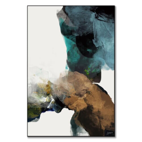 Abstract Teal and Brown Ink | BIG Wall Décor