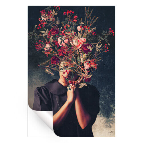Pink Autumn Floral Head Collage | BIG Wall Décor