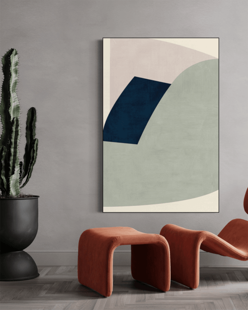 Muted Tone Geometric Abstract Art | BIG Wall Décor