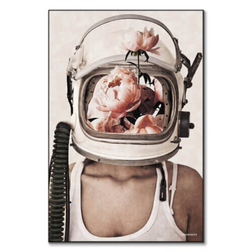 Female Pilot Helmet Flower Collage | BIG Wall Décor