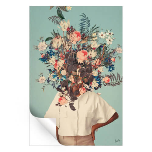 Spring Teal Floral Portrait | BIG Wall Décor