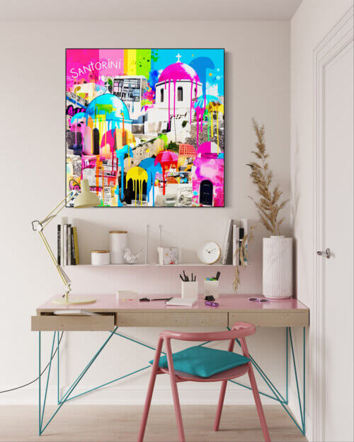 Santorini Greece Neon Wall Art | BIG Wall Décor