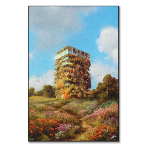 Surreal Nature Overgrown Building | BIG Wall Décor