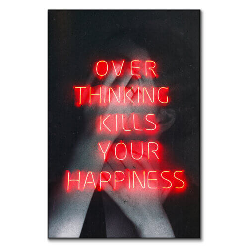 Overthinking Happiness Neon Message | BIG Wall Décor