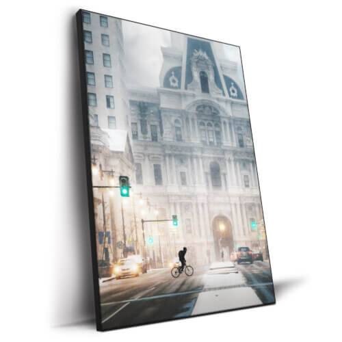 Philadelphia City Hall Winter Biker | BIG Wall Décor