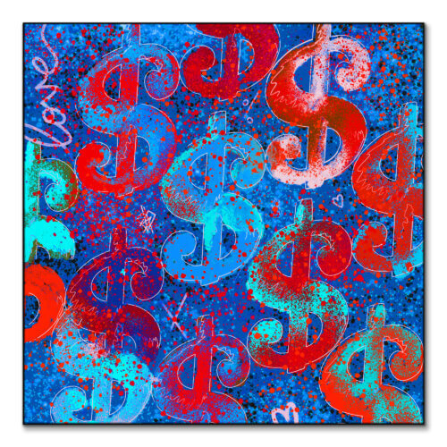 Red Blue Dollar Sign Pop Art | BIG Wall Décor