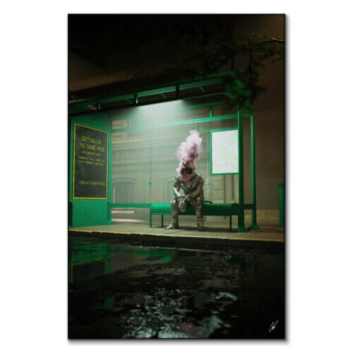 Astro Bus Stop - Surreal Wall Art Print | BIG Wall Décor