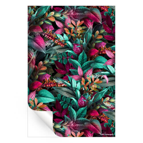 Vibrant Magenta Green Botanical Illustration | BIG Wall Décor