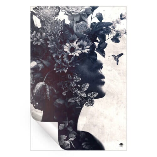 Humming Bird Flower Head Collage | BIG Wall Décor