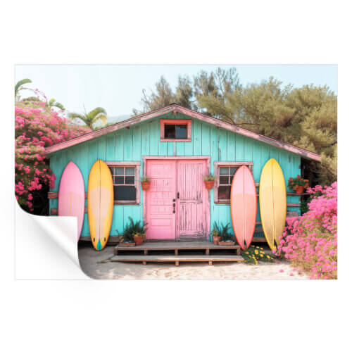 Coastal Pastel Surf Shack Wall Art | BIG Wall Décor