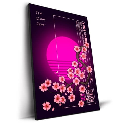Neon Cherry Blossom VHS Sunset | BIG Wall Décor