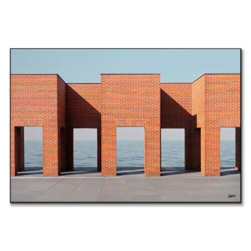 Surreal Ocean Brick Building | BIG Wall Décor