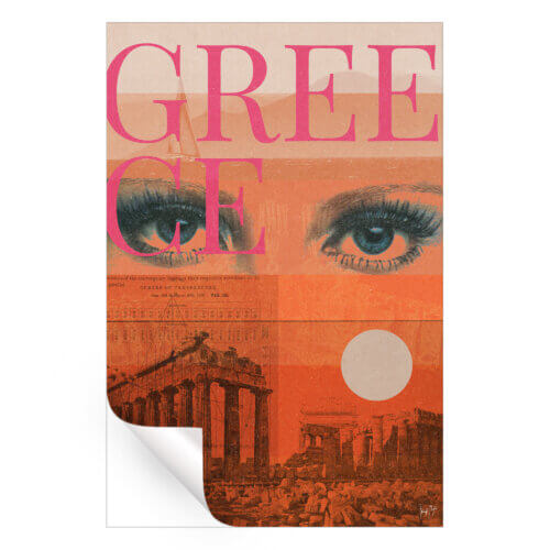 Retro Greece Travel Art Collage | BIG Wall Décor