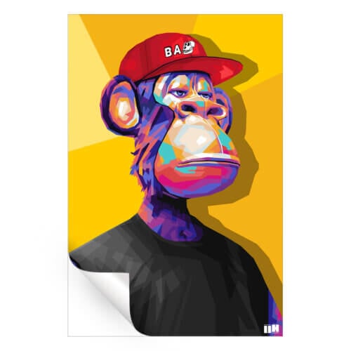 Bored Looking Chimp Colorful Art | BIG Wall Décor