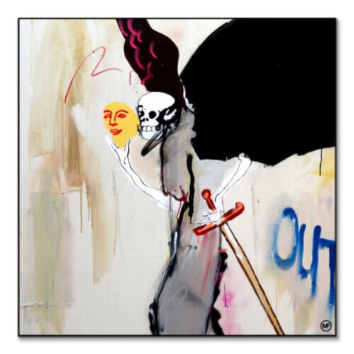 Skeleton Mask and Sword Street Art | BIG Wall Décor