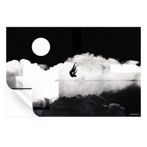 Man Falling in Sky Black and White Art | BIG Wall Décor