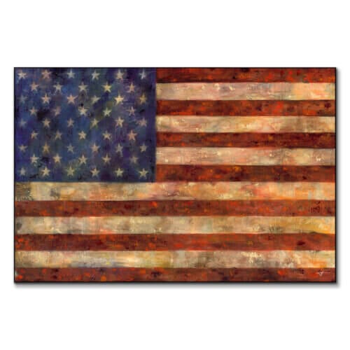 Rustic US Flag Oil Painting | BIG Wall Décor