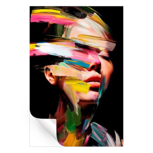 Bold Color Expressive Female Portrait | BIG Wall Décor