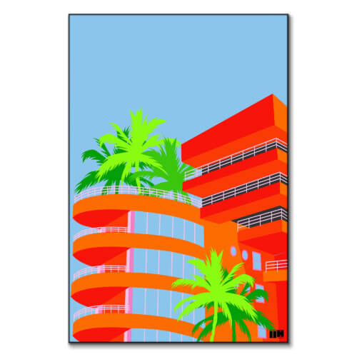 Tropical Orange Building Pop Art | BIG Wall Décor