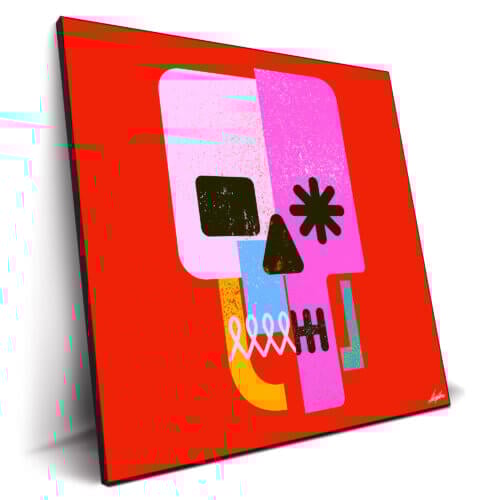Bright Red Flat Skull Illustration | BIG Wall Décor