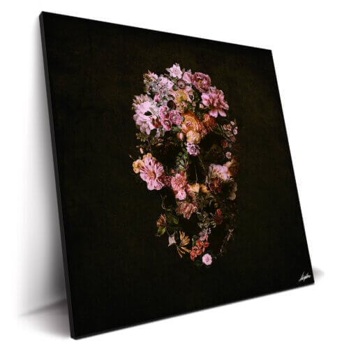 Pink Floral Skull Collage Creepy Art | BIG Wall Décor