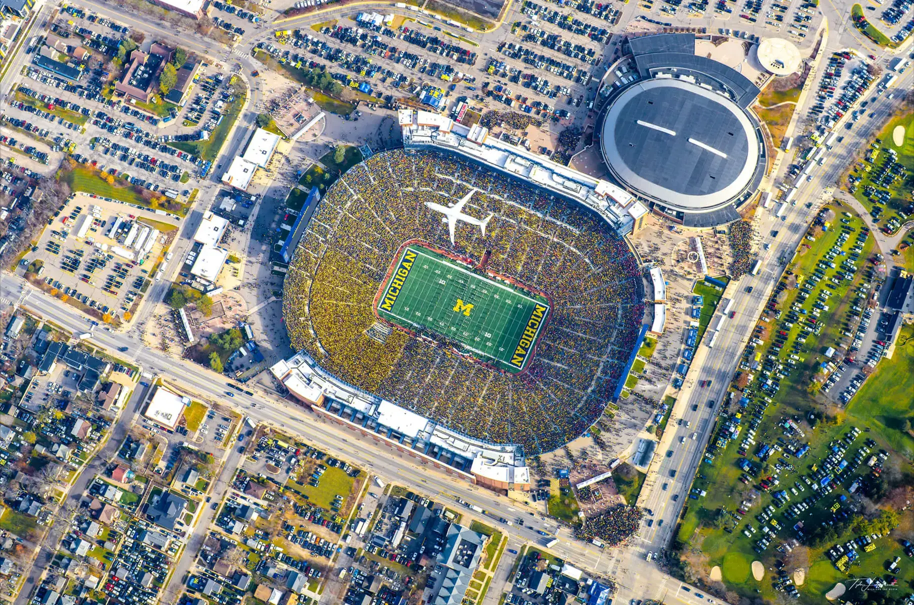 Michigan Big House Aerial Flyover Photography | BIG Wall Décor