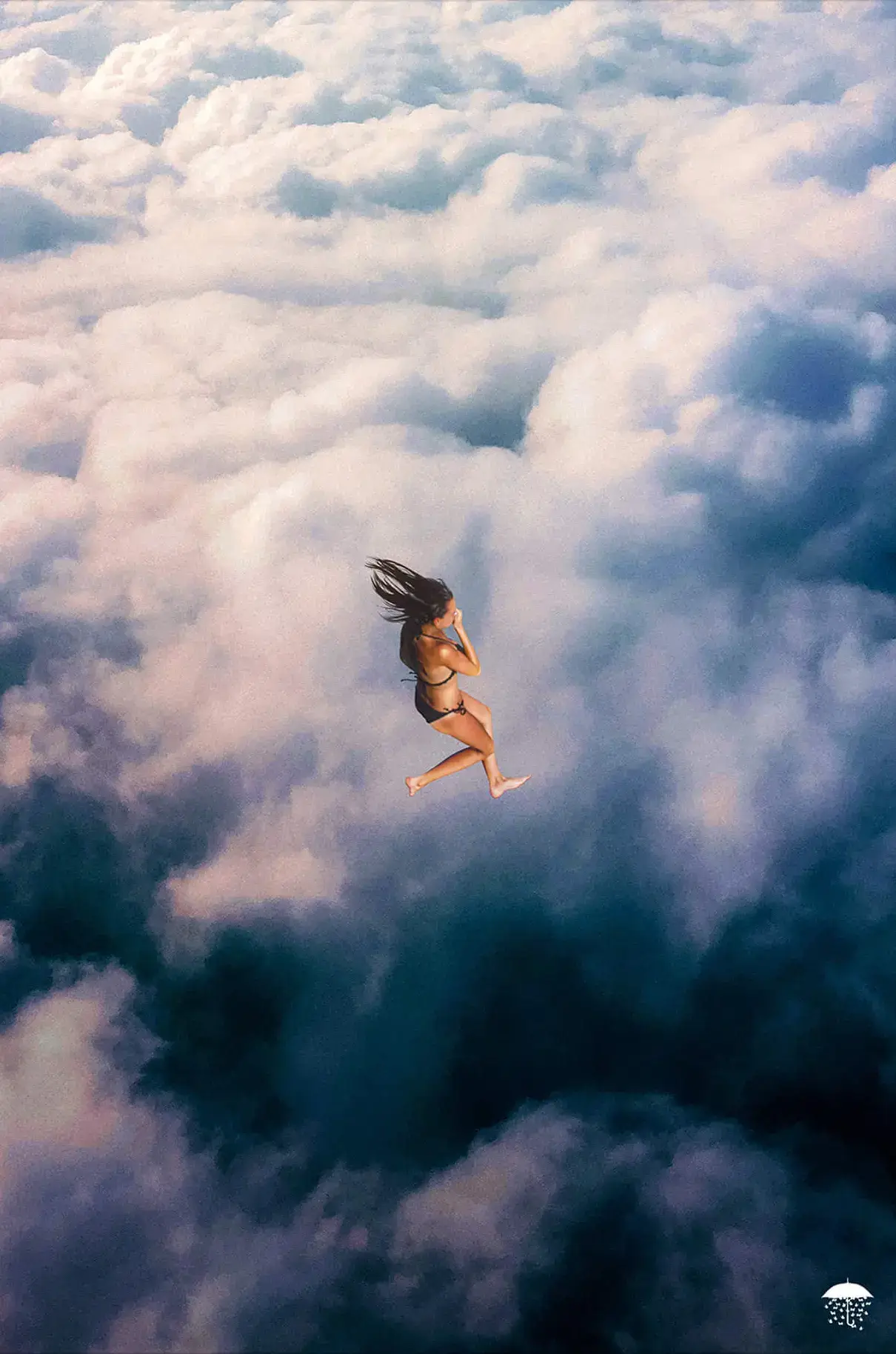 Girl Diving into Clouds Surreal Wall Art | BIG Wall Décor