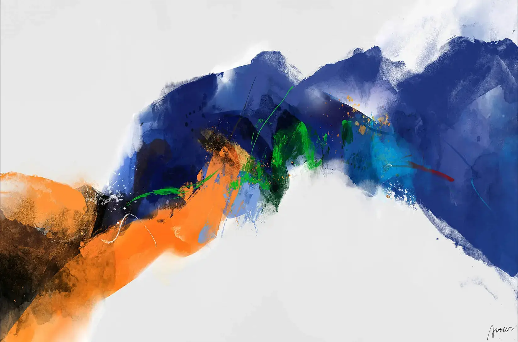 Tai Chi - Orange and Blue Abstract Wall Art Print by Artur Chen | BIG ...